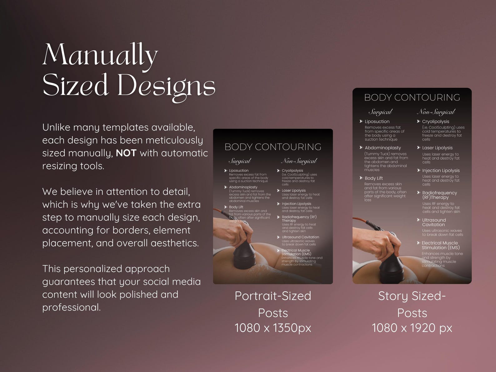 Body Sculpting Posts| Body Contouring Template| Instagram Graphics ...