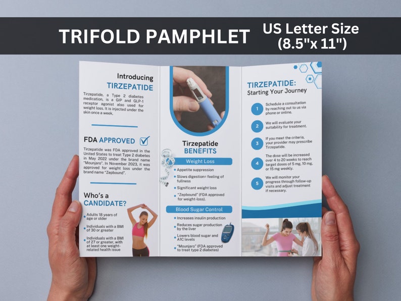 Tirzepatide Weight Loss Trifold Brochure | Patient Education, Editable ...
