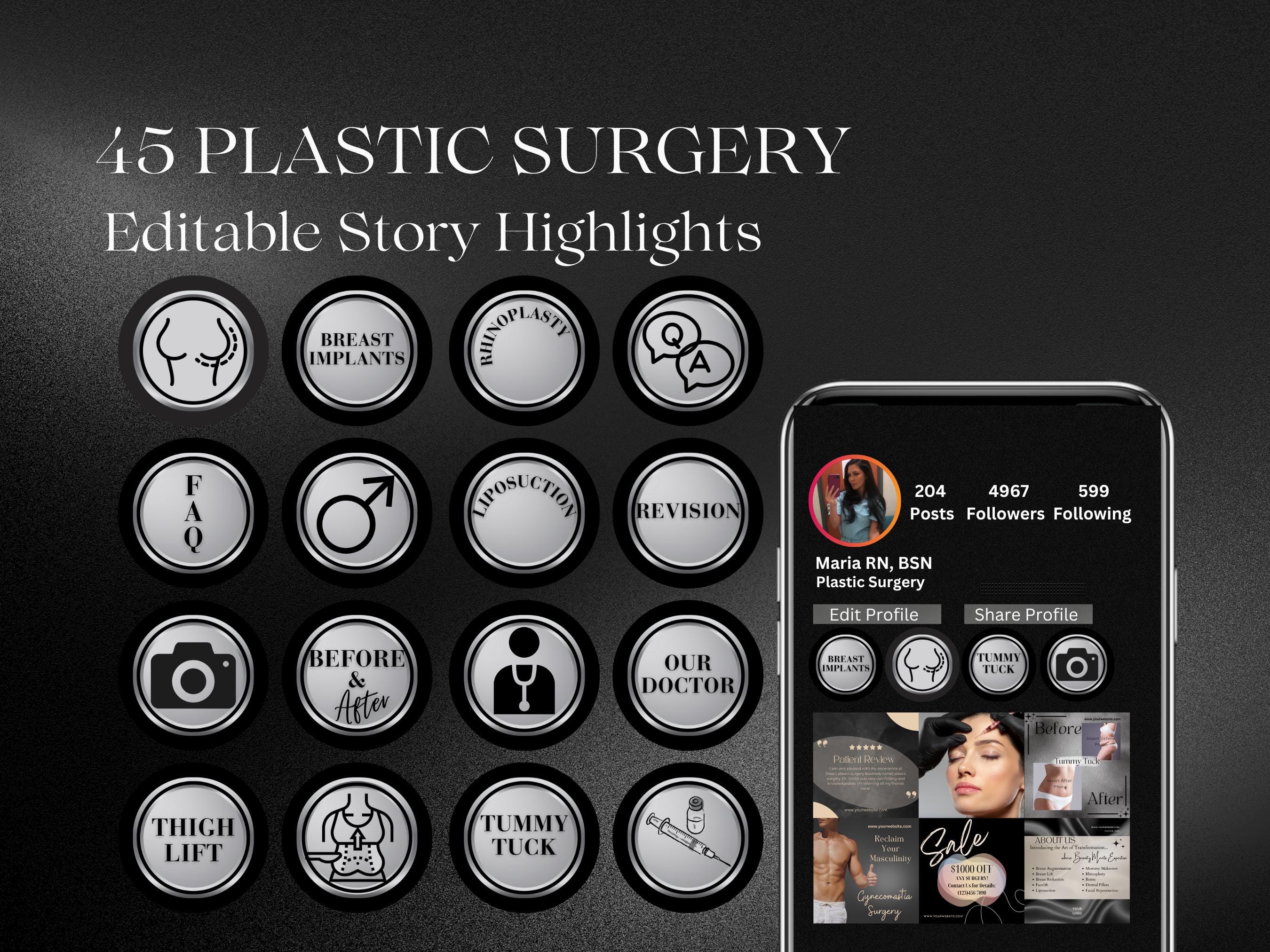 Plastic Surgery Instagram Highlight Covers: Cosmetic Surgeon Social ...