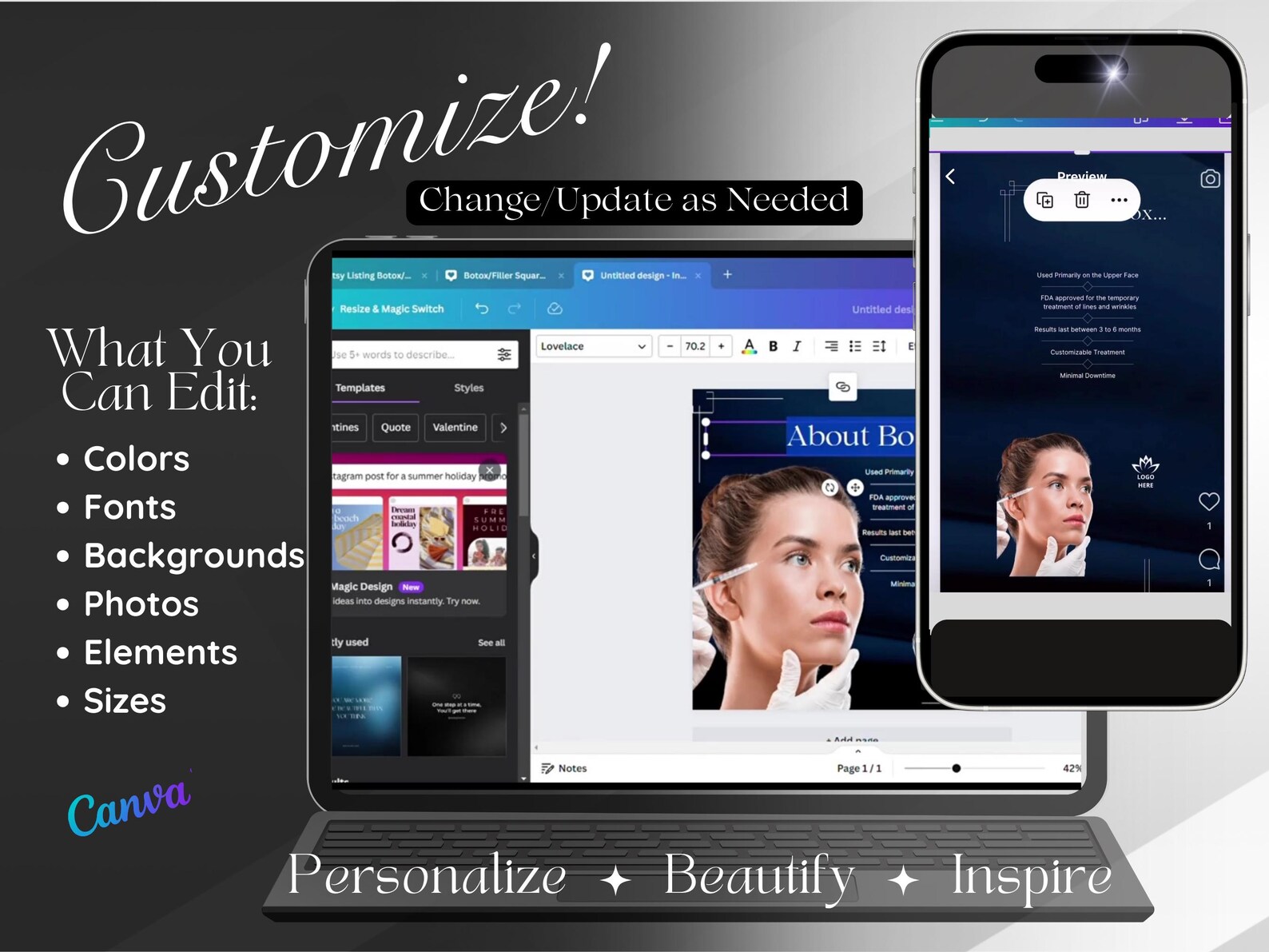 Breast Augmentation Instagram Templates: Plastic Surgeon Social Media ...