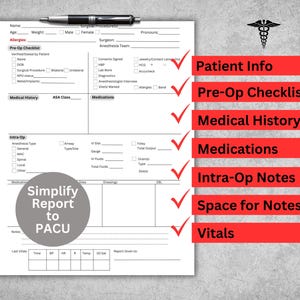 OR Nurse Report: Circulator Checklist, PACU Handoff (digital Download ...