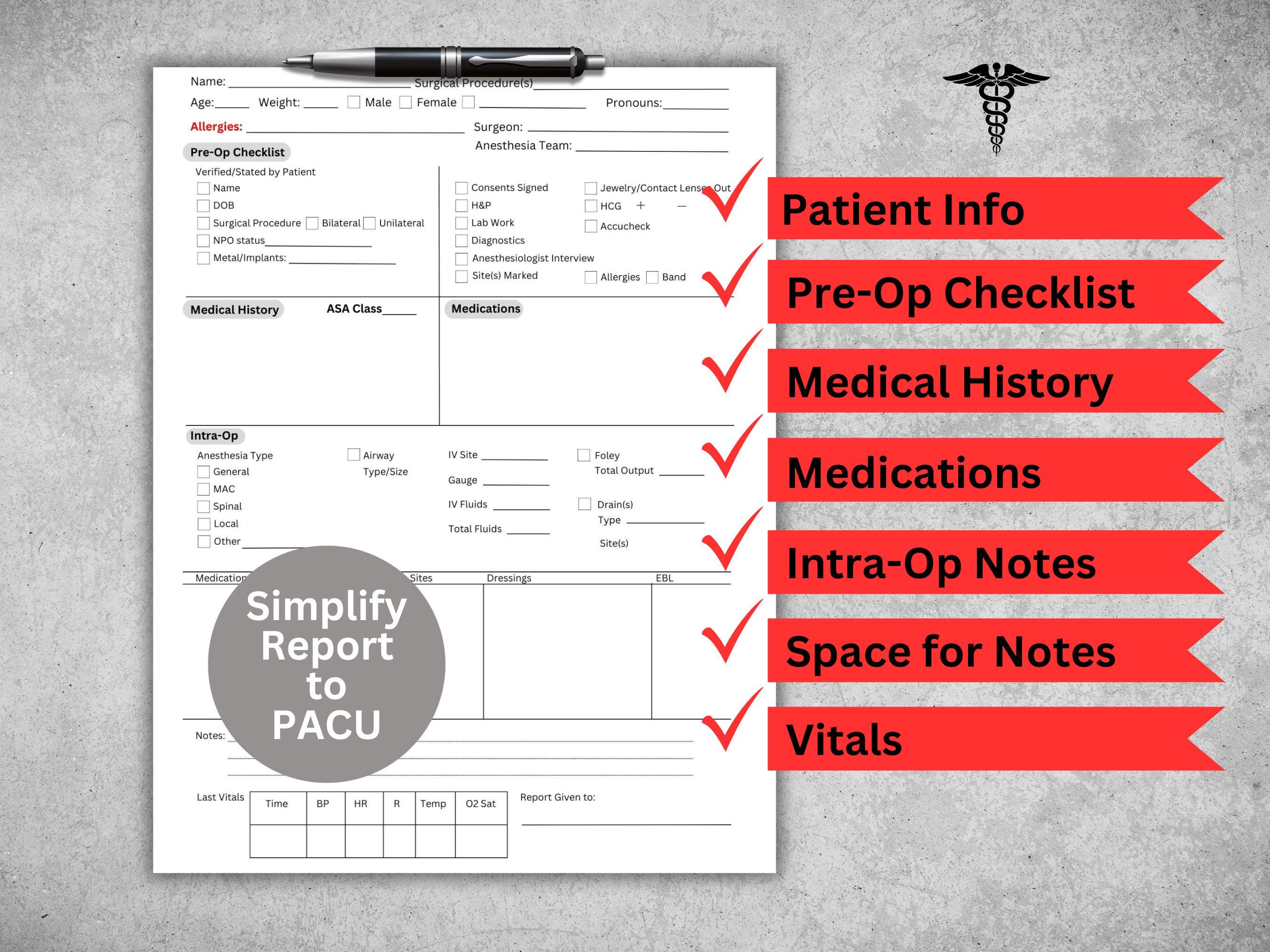 OR Nurse Report: Circulator Checklist, PACU Handoff (digital Download ...