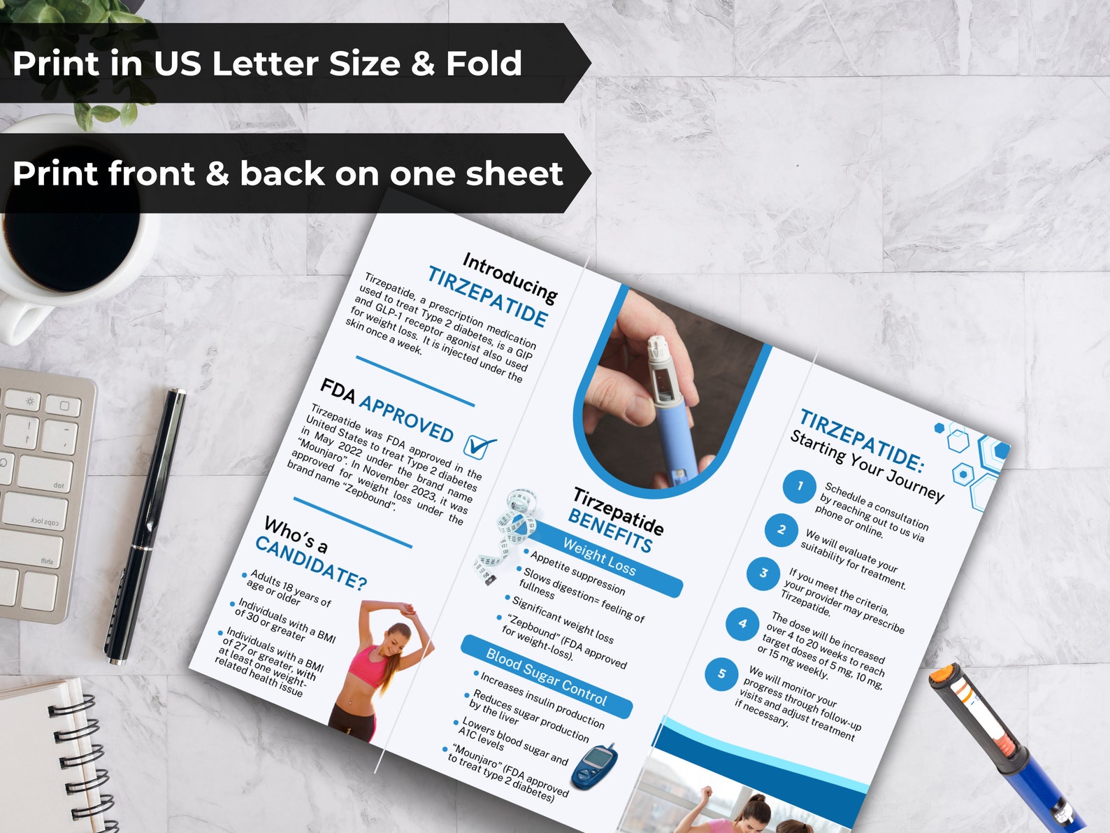Tirzepatide Weight Loss Trifold Brochure | Patient Education, Editable ...