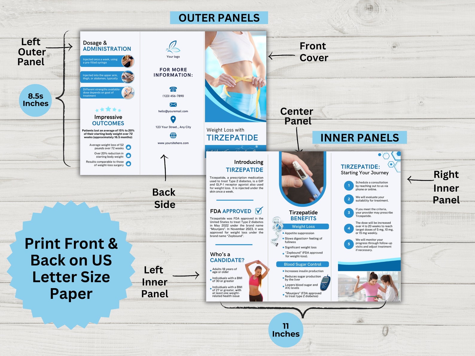 Tirzepatide Weight Loss Trifold Brochure | Patient Education, Editable ...