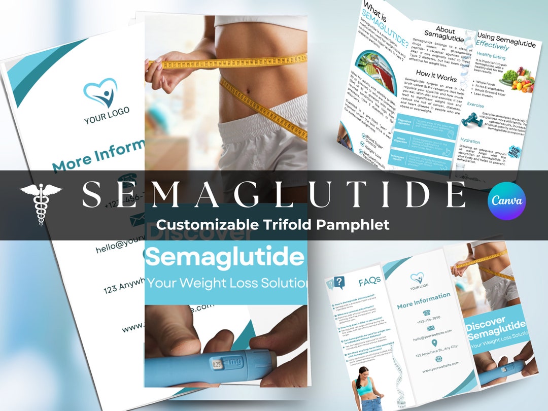 Semaglutide Weight Loss Brochure| GLP1 Trifold Template: Canva Editable ...