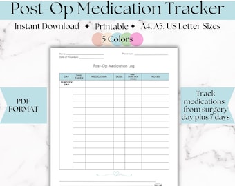 Printable Medication Chart & Log - Etsy