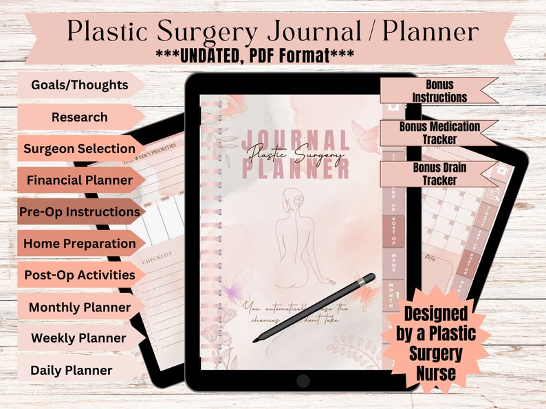 Plastic Surgery Planner| Cosmetic Surgery Journal| Surgical Checklist ...