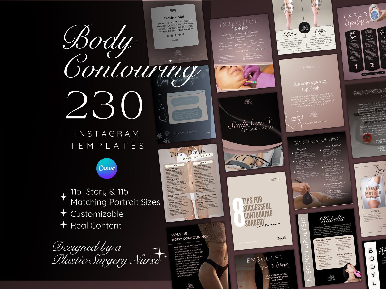 Body Sculpting Posts| Body Contouring Template| Instagram Graphics ...