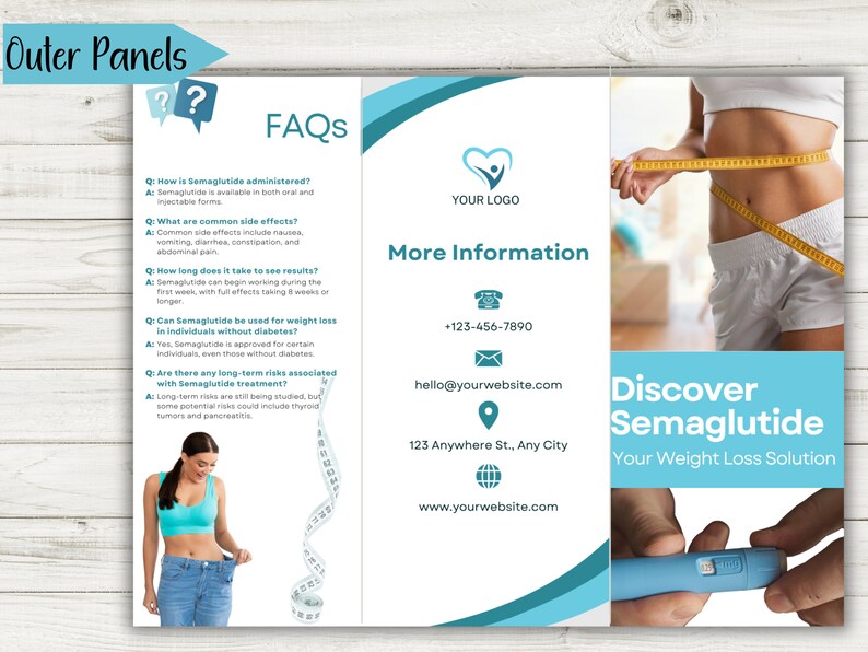 Semaglutide Weight Loss Brochure| GLP1 Trifold Template: Canva Editable ...