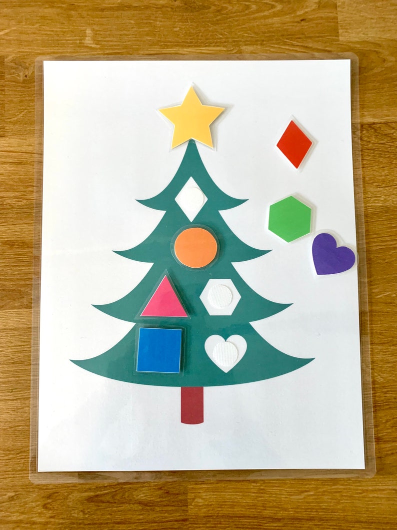 Christmas Tree Shape Match. Busy Book Printable Page. Early Learning ...