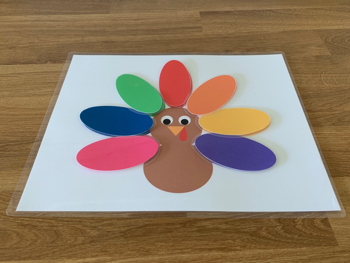 Turkey Feather Color Matching Printable Busy Book Page. Color | Etsy