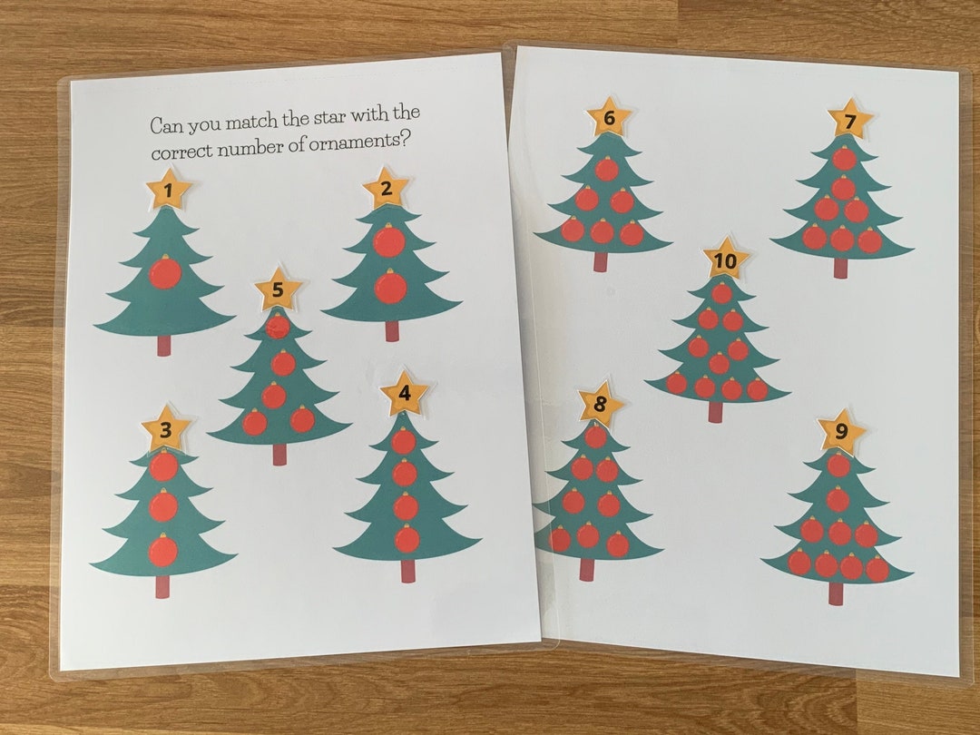 Christmas Tree Number Matching Busy Book Page for Toddler, Preschool ...