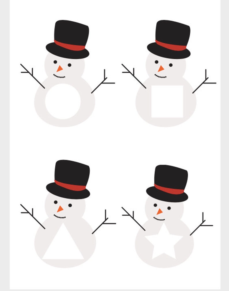 Snowman Shape Matching Printable Busy Book Page for Toddlers, Preschool ...