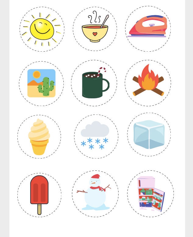 Hot Versus Cold Sorting Printable Busy Book Page for Toddlers ...