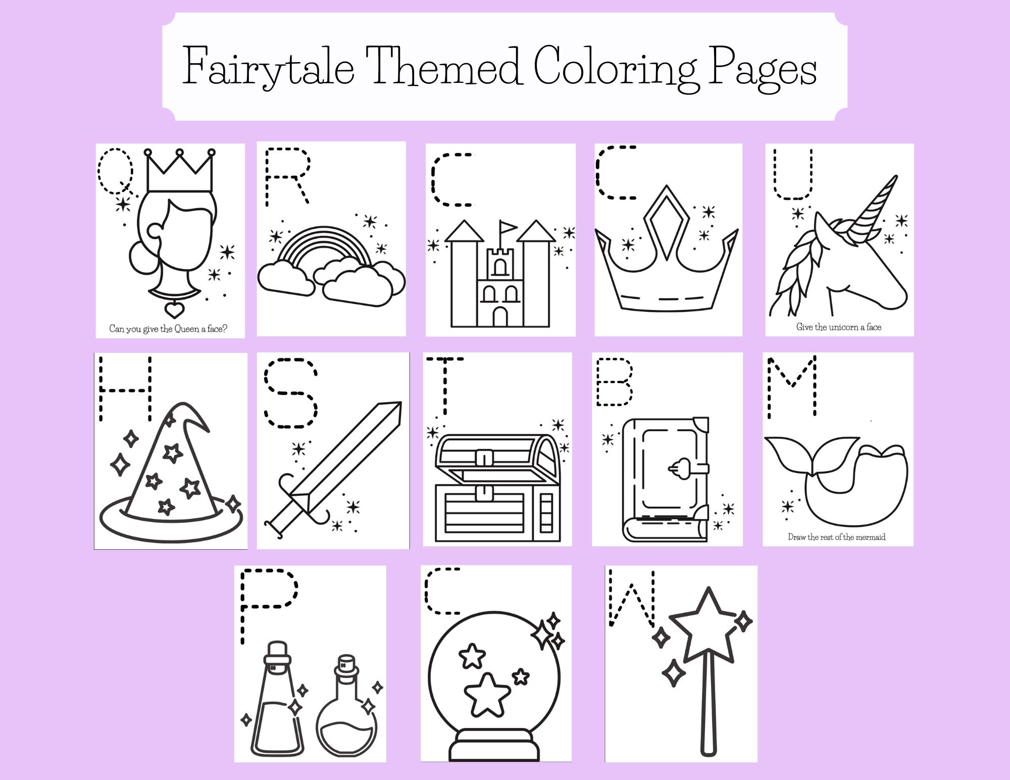 Printable Fairytale Themed Coloring Pages for Toddlers, Preschool, and ...