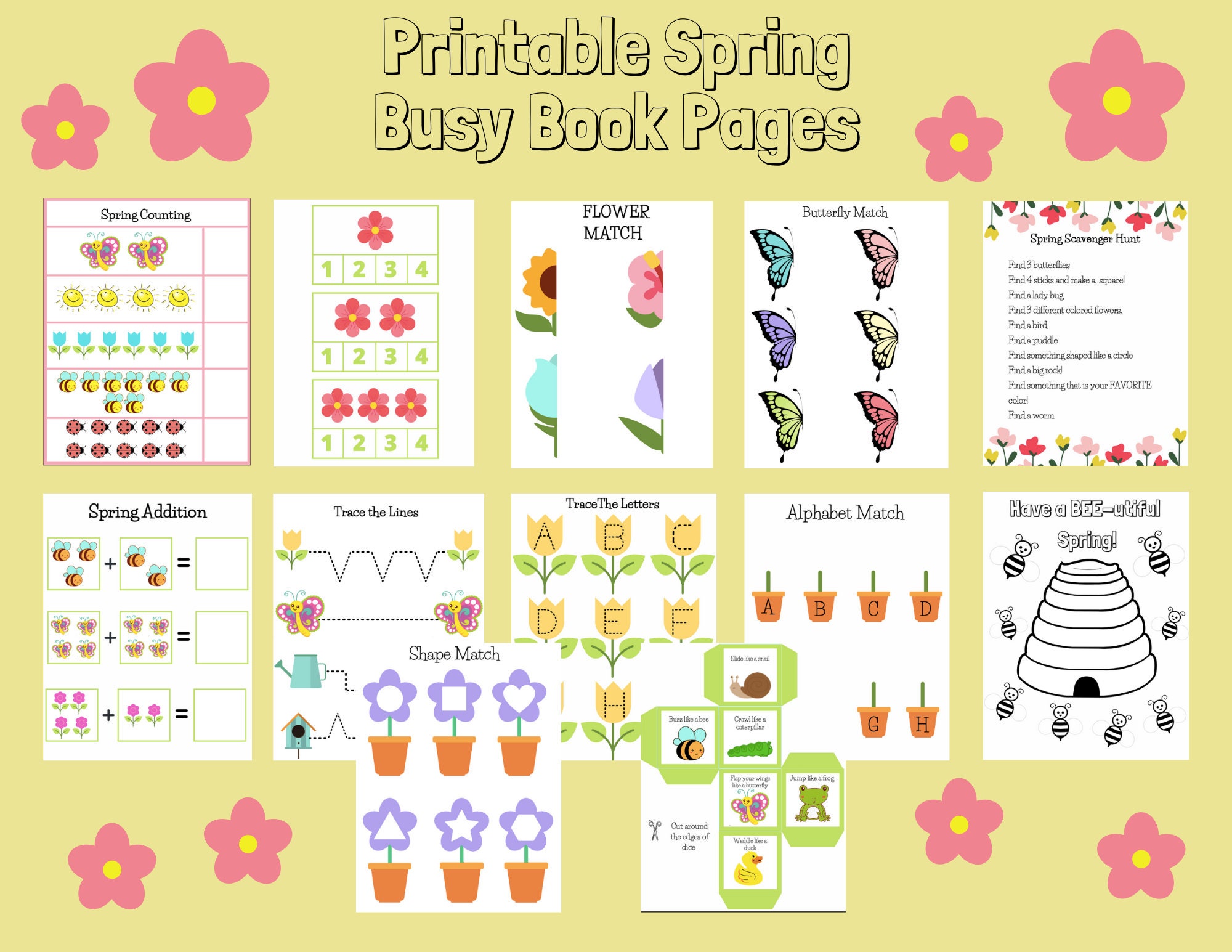 Printable Spring Busy Book Pages, Toddlers, Preschool, and Homeschool ...