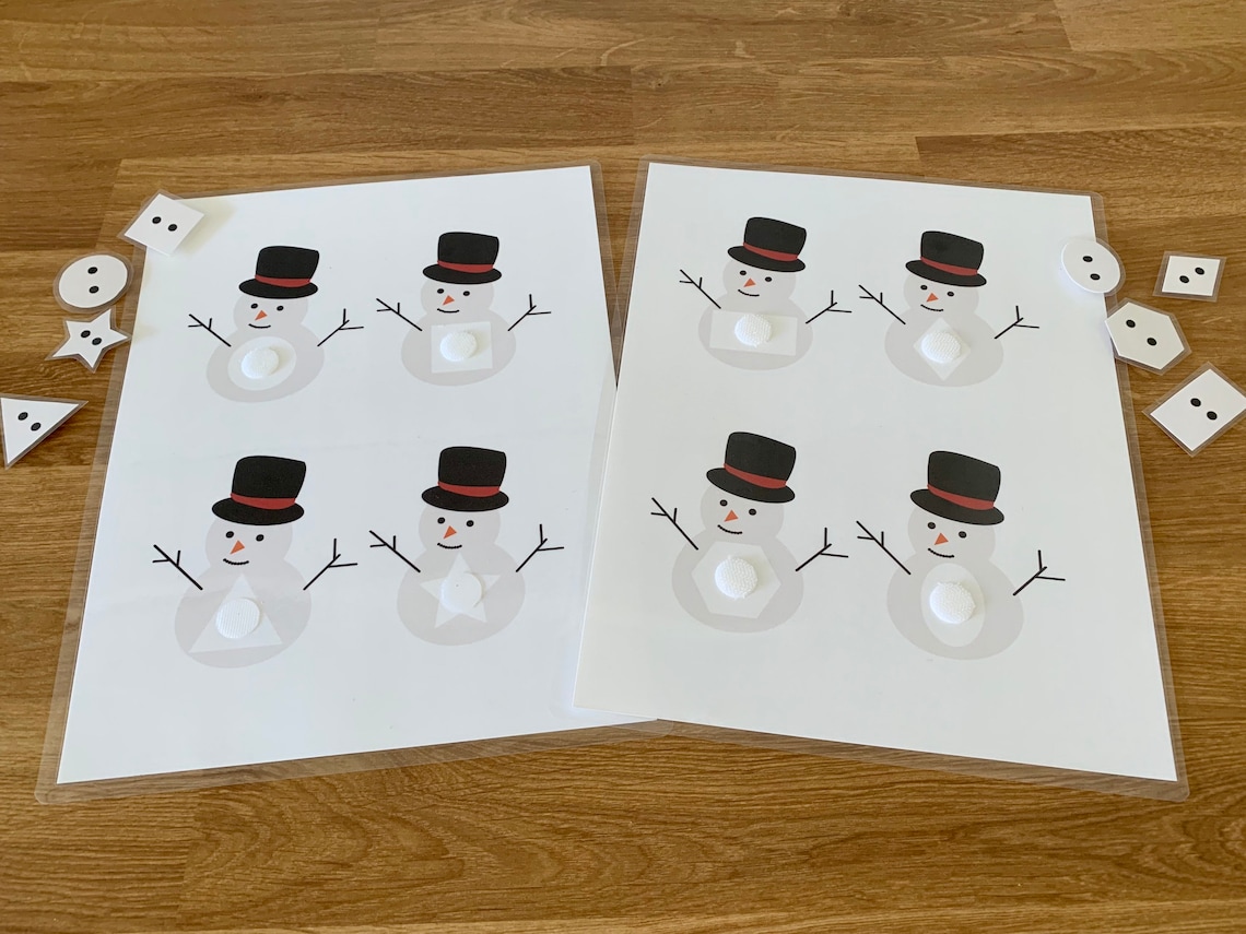 Snowman Shape Matching Printable Busy Book Page for Toddlers, Preschool ...
