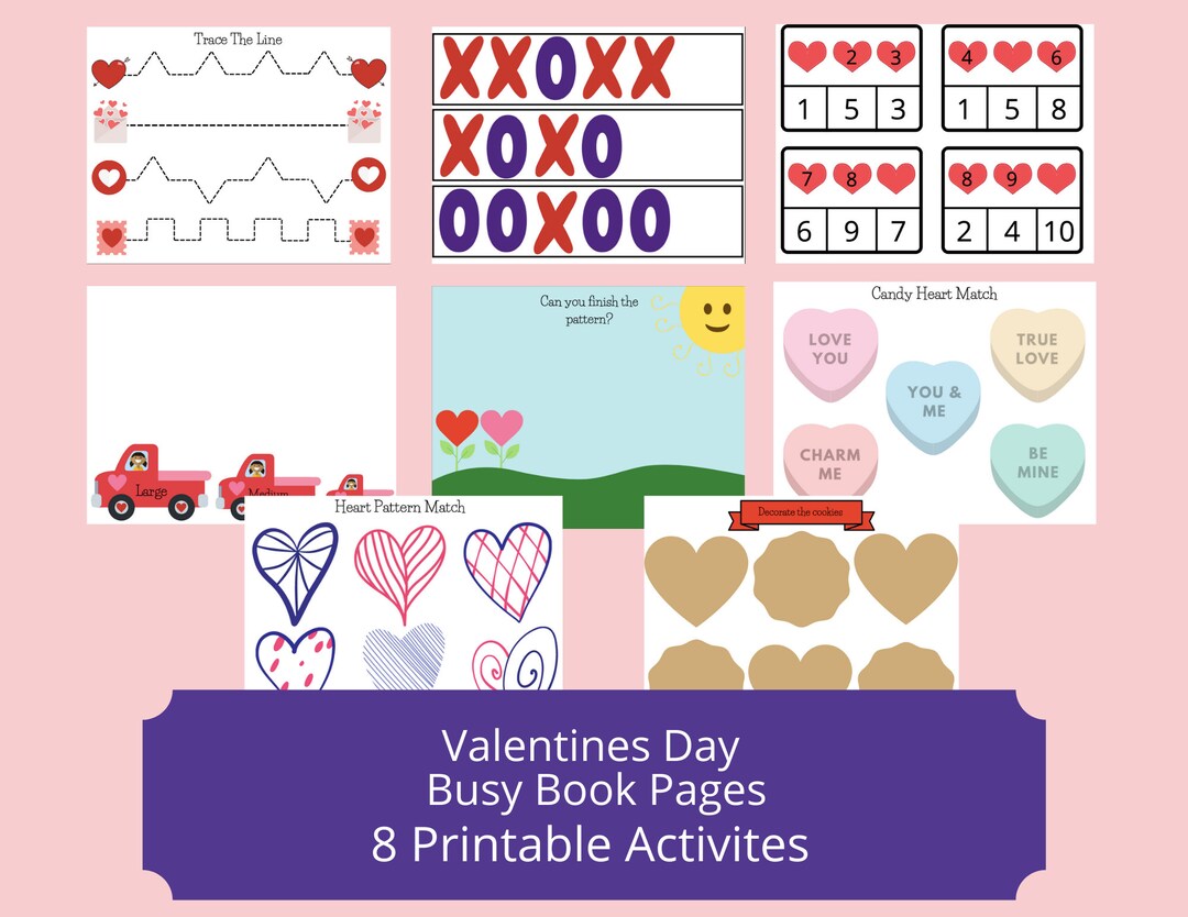 Printable Valentines Day Busy Book Pages for Toddler, Preschool, and ...