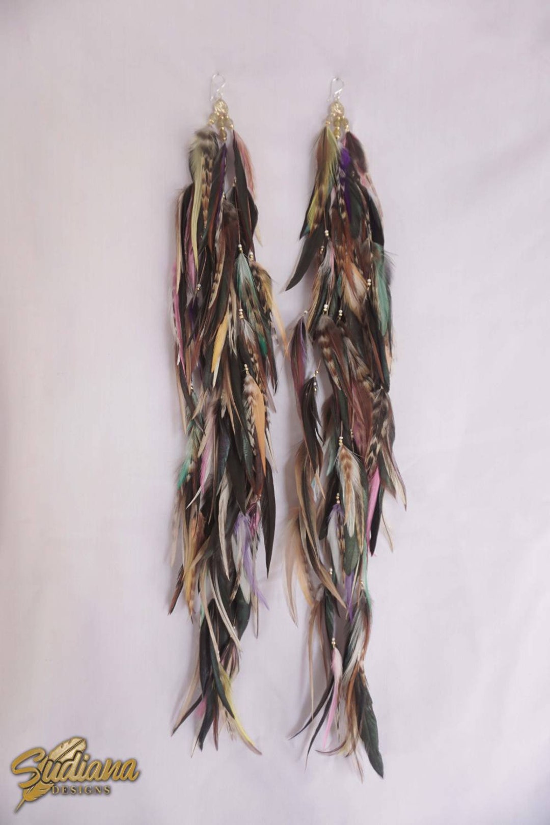 Feather Earrings, Super Long Feather Earrings With Multi Colour ...