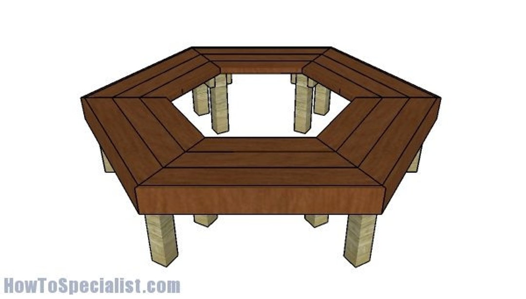 Hexagon Tree Bench Plans - Outdoor Digital Furniture DIY Plans - Etsy