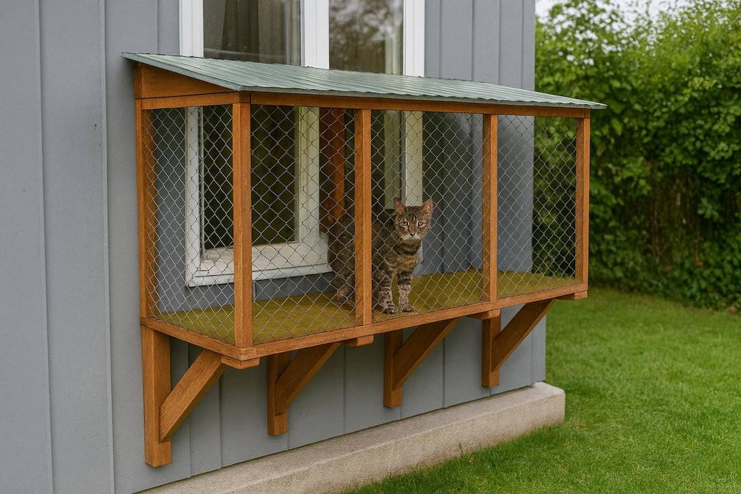 DIY Window Catio Plans - Simple Window Cat Enclosure Plans - PDF ...