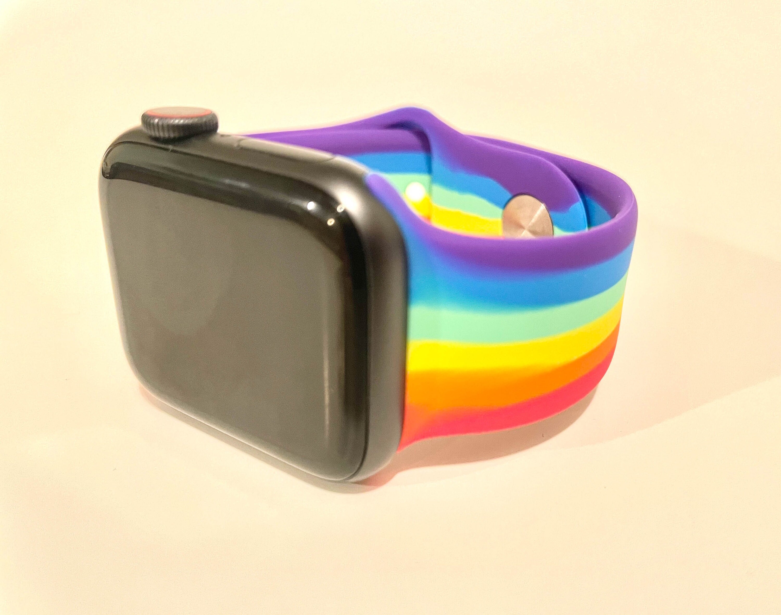 Rainbow colours silicone apple watch band | Etsy