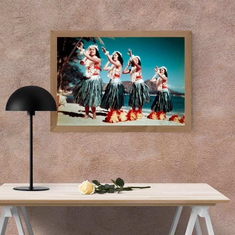 Vintage Hula Girl Print Beach Decor Ocean Wall Art Coastal Print Beach ...