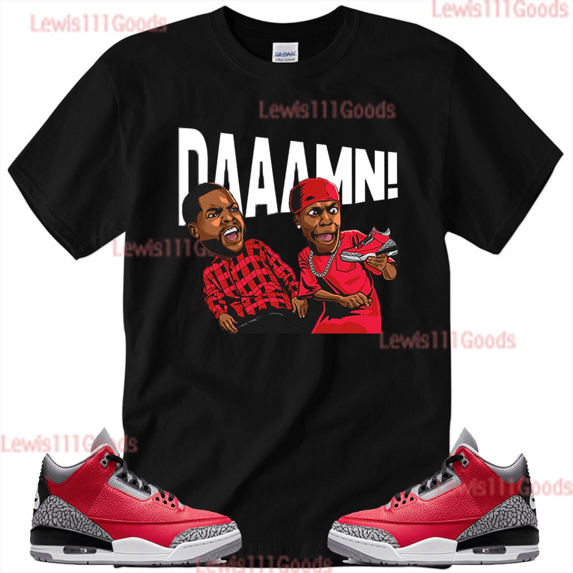 Daaamn meme t shirt to match air jordan 3 cement Daaamn meme | Etsy