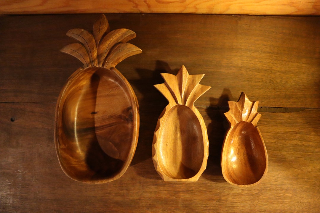 Vintage Wooden Pineapple Monkey Pod Bowls (set of 3) - Etsy