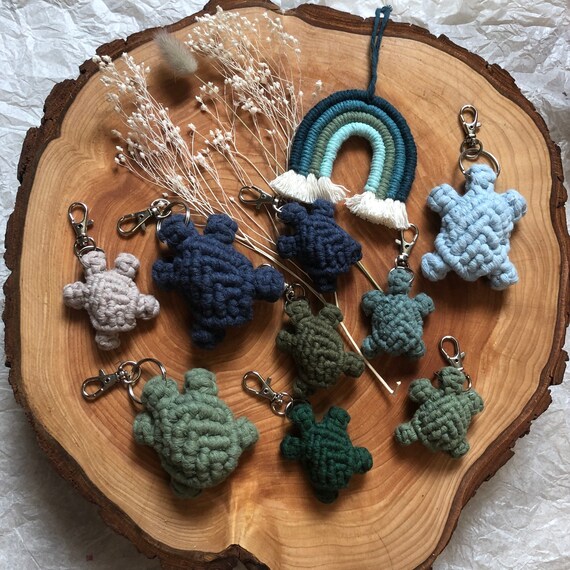 Macrame Keyring Turtle Keychain Macramé Turtle Keyring Cute | Etsy
