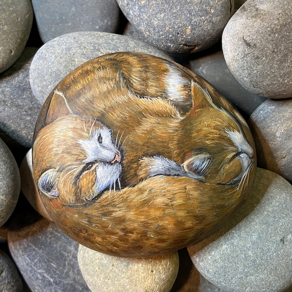 Painted Cat Stones - Etsy
