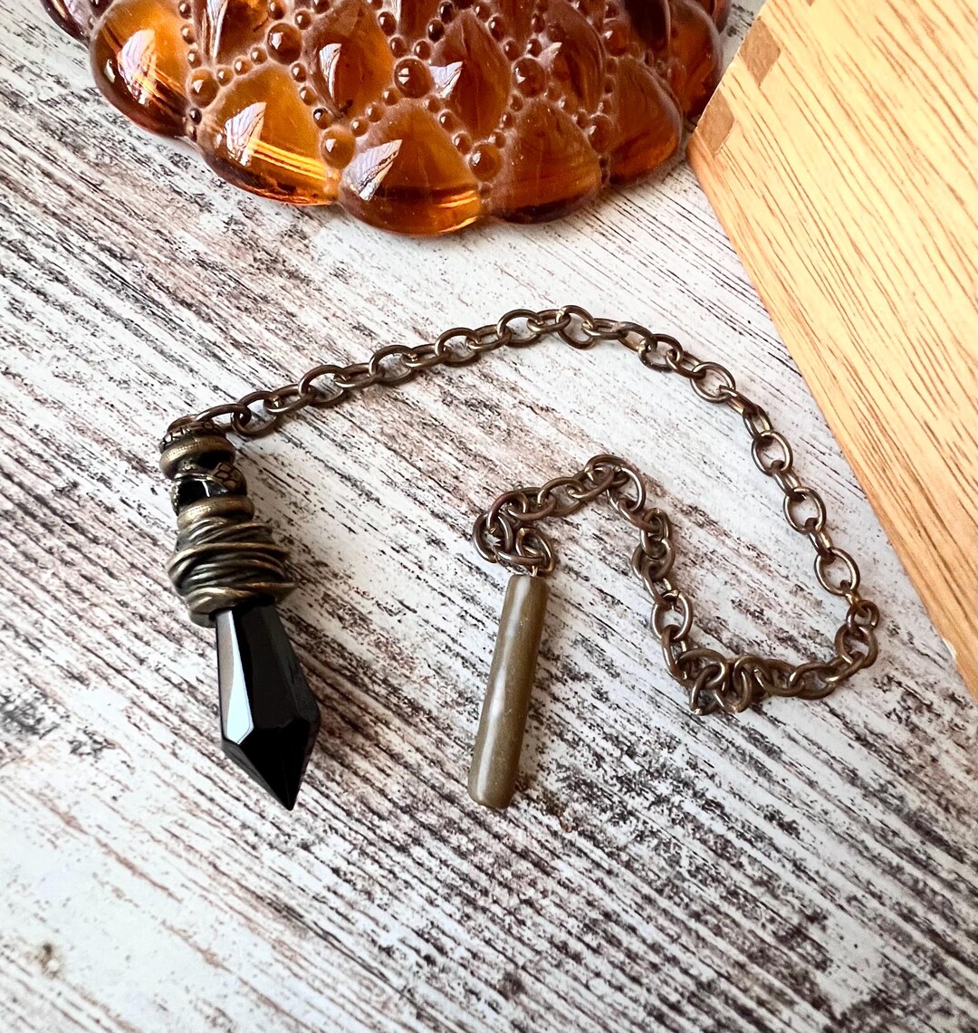 Black Prism 'snake' Pendulum With Chain - Etsy