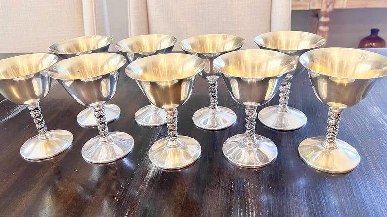 Silver Plated & Brass Vintage Wine Goblets - Etsy