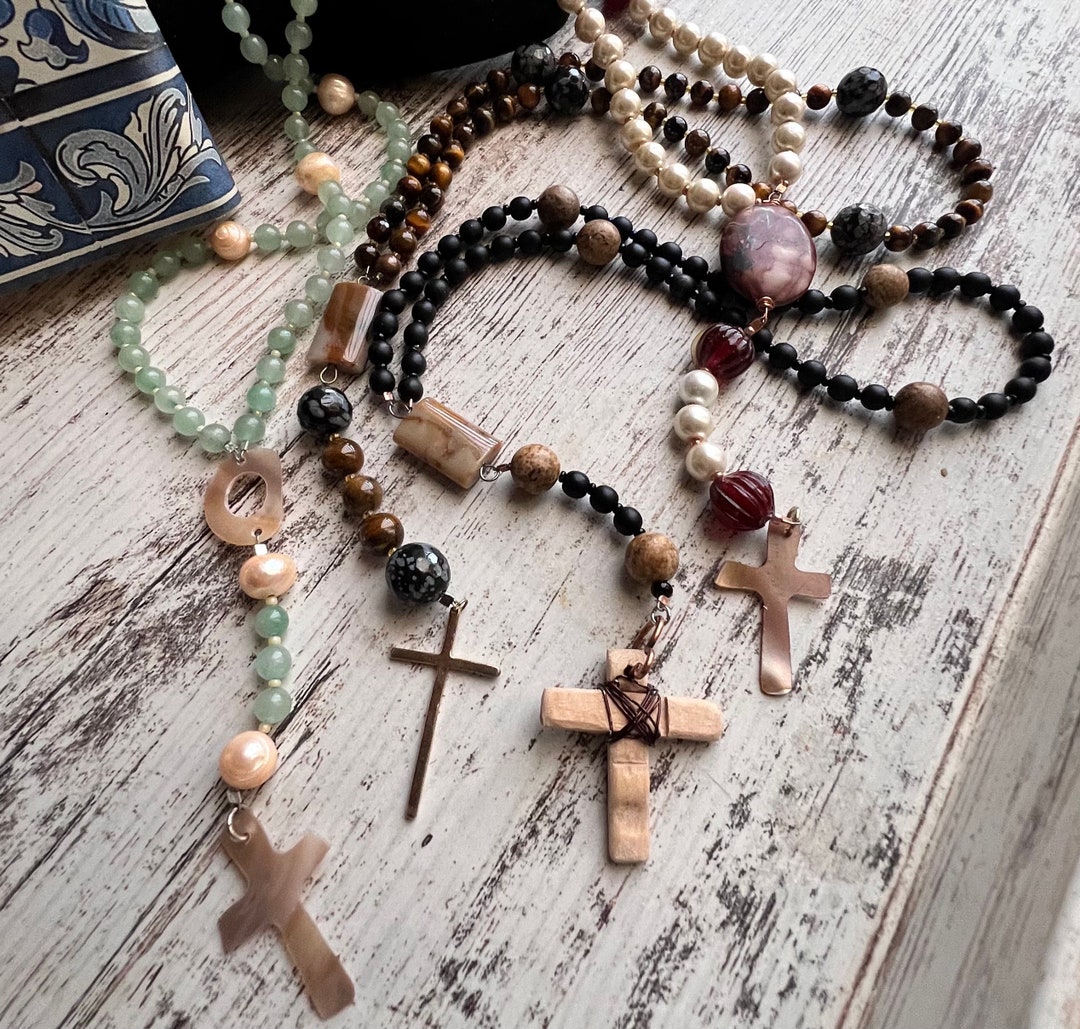 Hand-held ROSARIES With Semi Precious, Stone, Glass, and Mother of ...