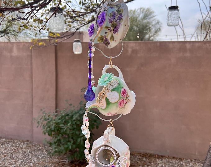 Three Tier Light Catcher Made From Vintage Porcelain - Etsy