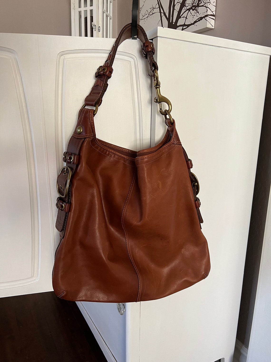 Giant Coach Leather Hobo Bag - Etsy