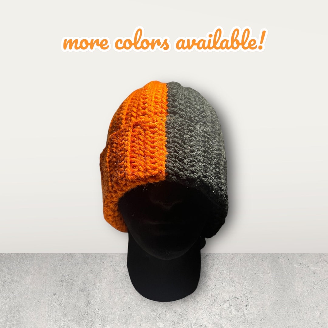 Handmade Crochet Beanie Hat Two Tone Winter Hat Cozy Crochet Beanie for ...