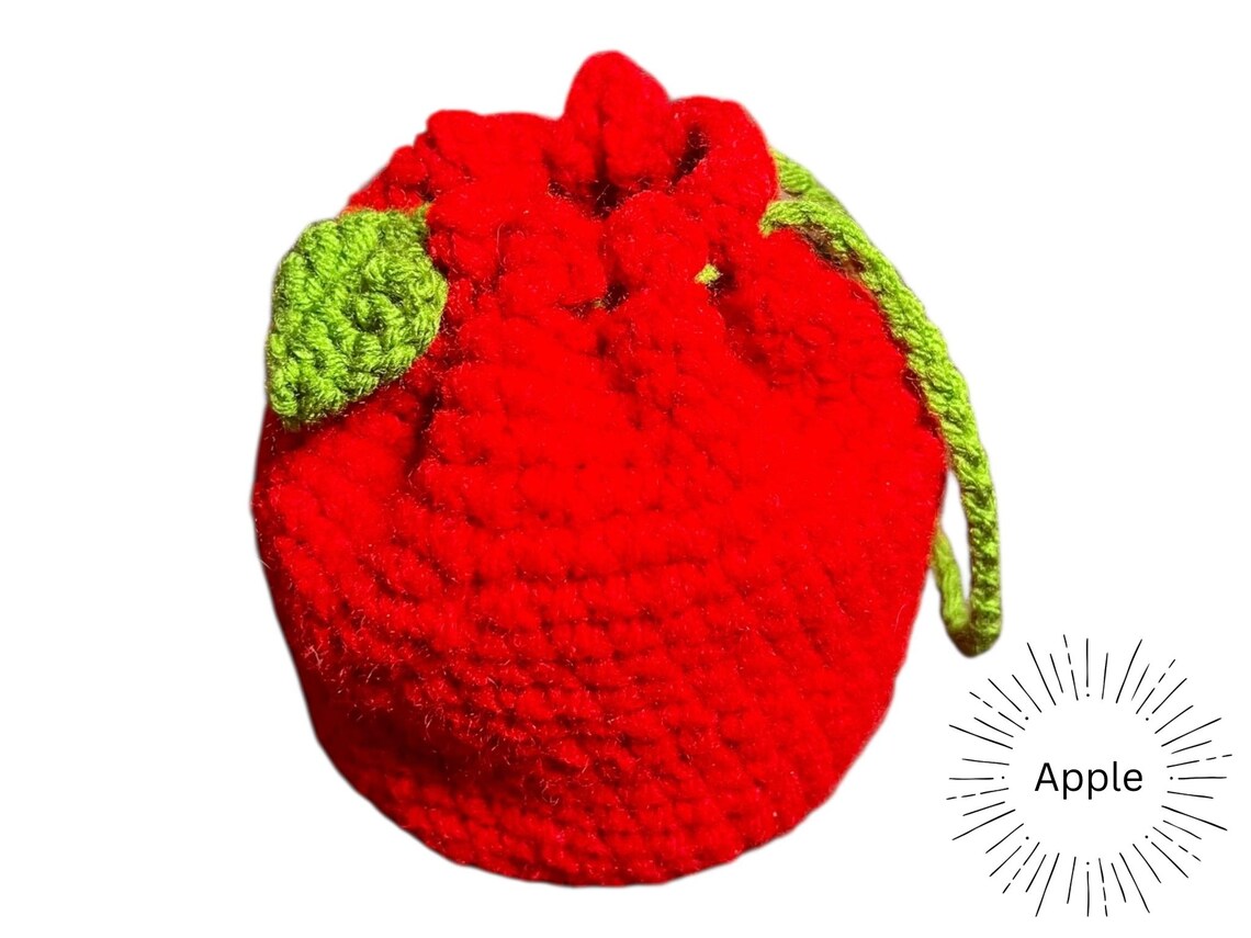 Crochet Fruit Bag – Handmade Acrylic Drawstring Pouch - Etsy