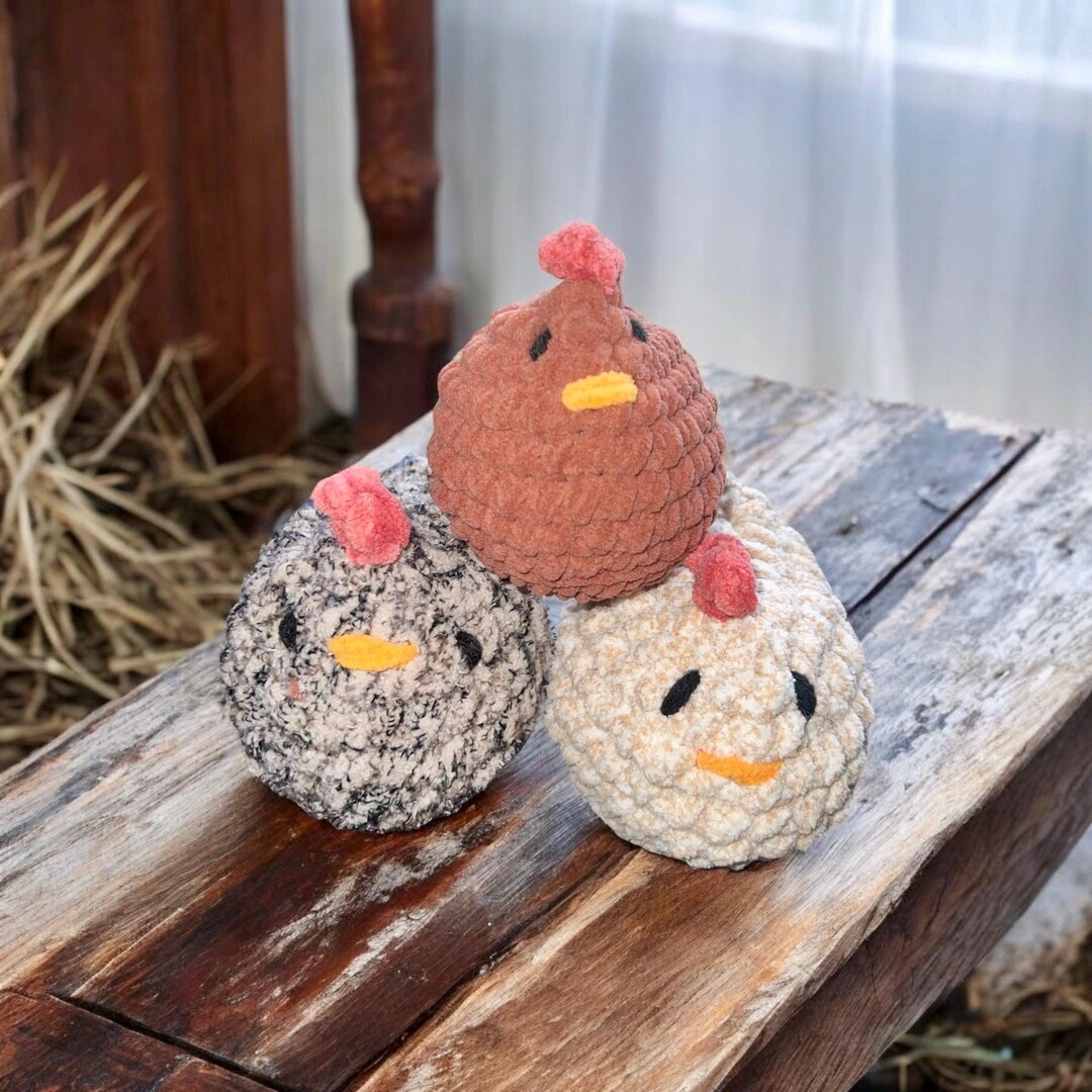 Handmade Crochet Chicken Plush |round Hen Plushie |farm Animal Toy ...