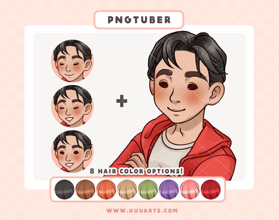 Kawaii Cozy Boy Gamer Pngtuber | Cartoon Ready Gaming Vtuber Avatar for ...