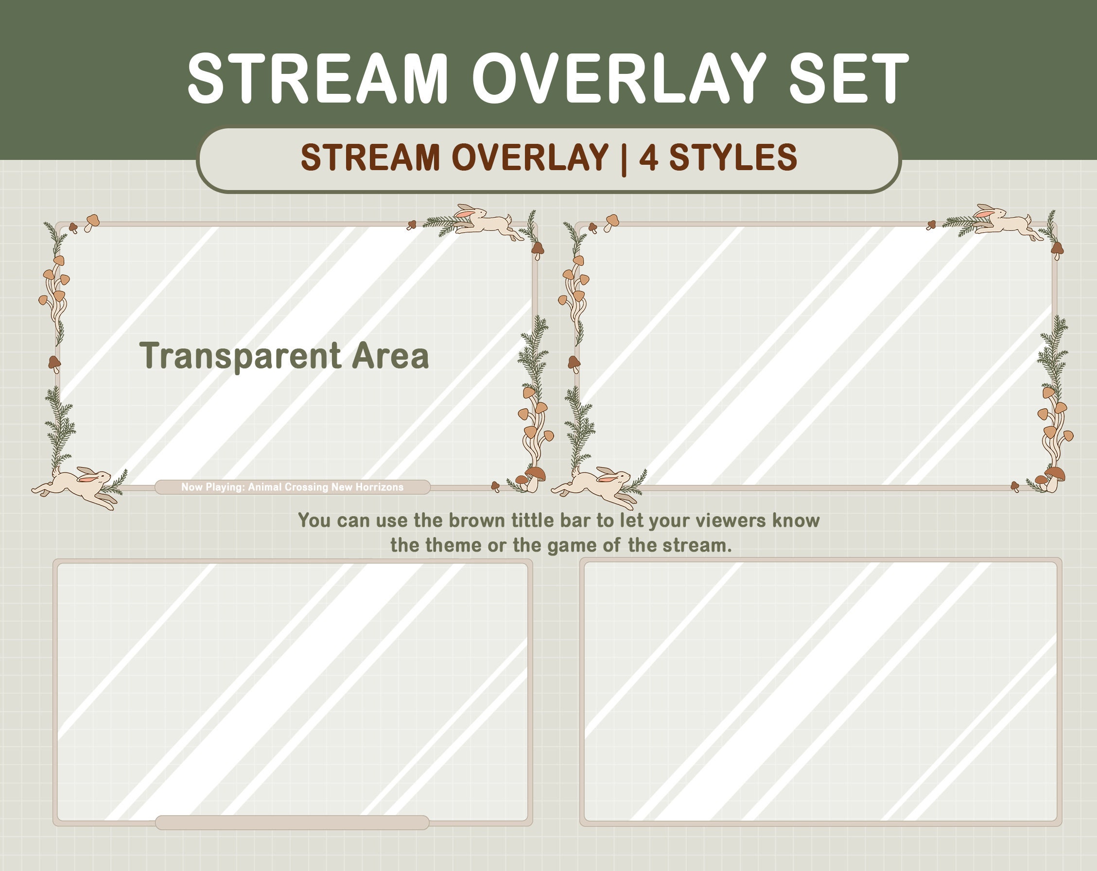 Forest Rabbits Mushrooms Cottagecore Twitch Stream Overlay Set / Forest ...