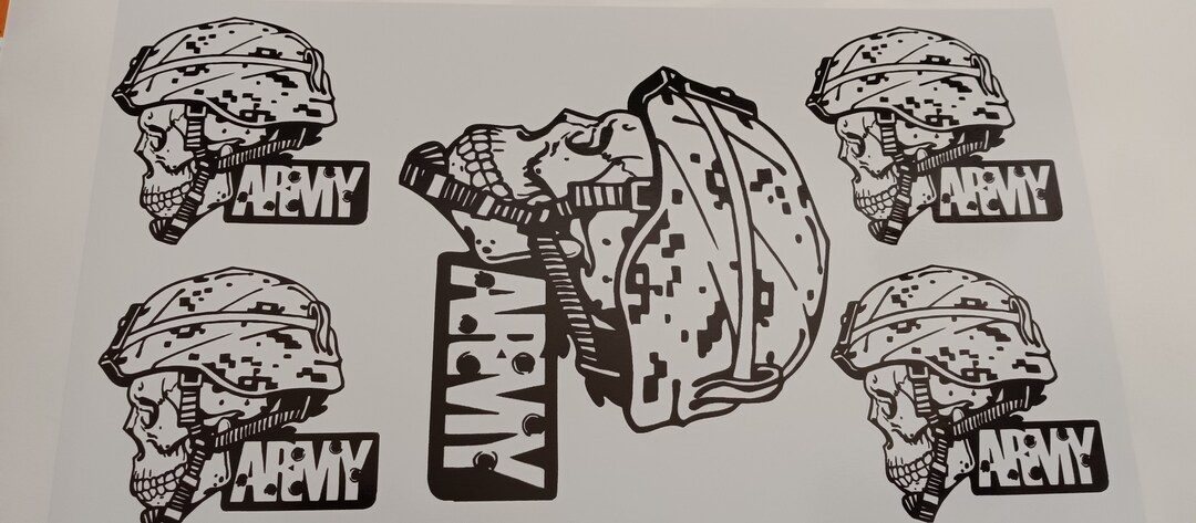 Army Skull Helmet Vinyl Sticker Bundle - Etsy