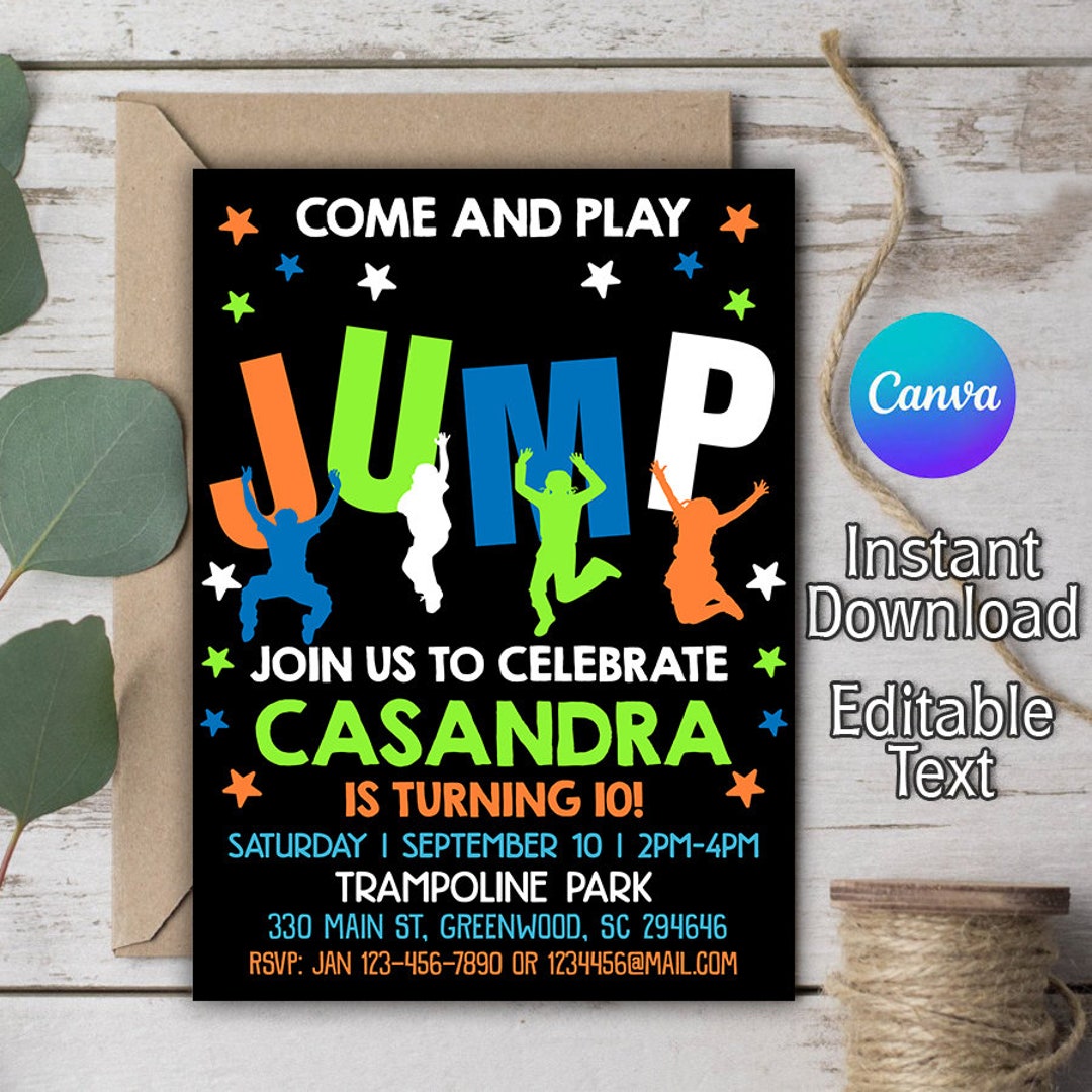 Jump Birthday Invitation, Jump Invitation, Jump Invite, Bounce House ...