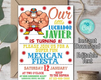 Luchador Birthday Invitation - Etsy