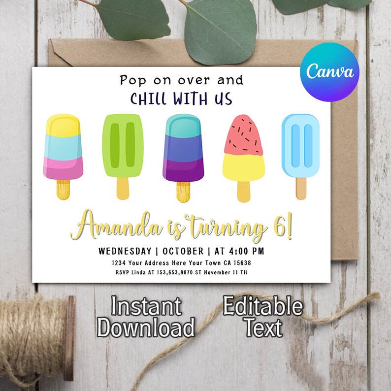 Popsicle Invitation Popsicle Birthday Invitation Summer - Etsy