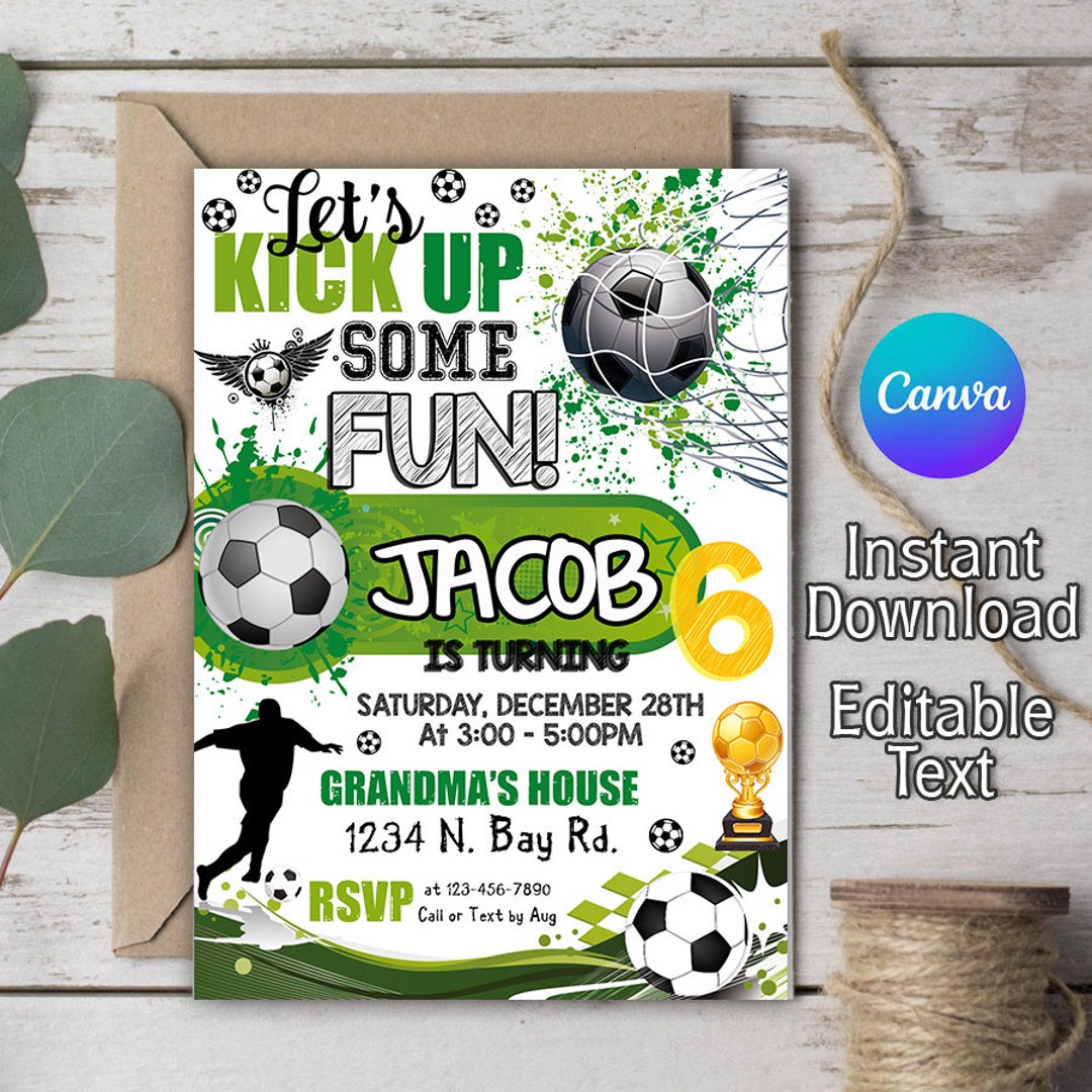 Invitación de fútbol, fiesta de fútbol, invitación deportiva ...