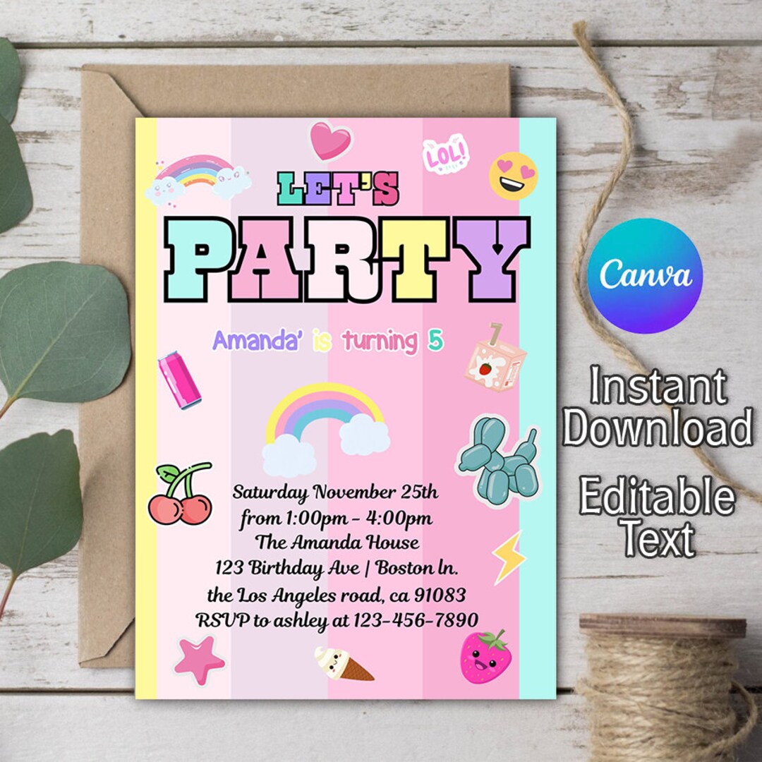 Stoney Clover Lane Varsity Patch Party Invitation, Girls Birthday Party ...
