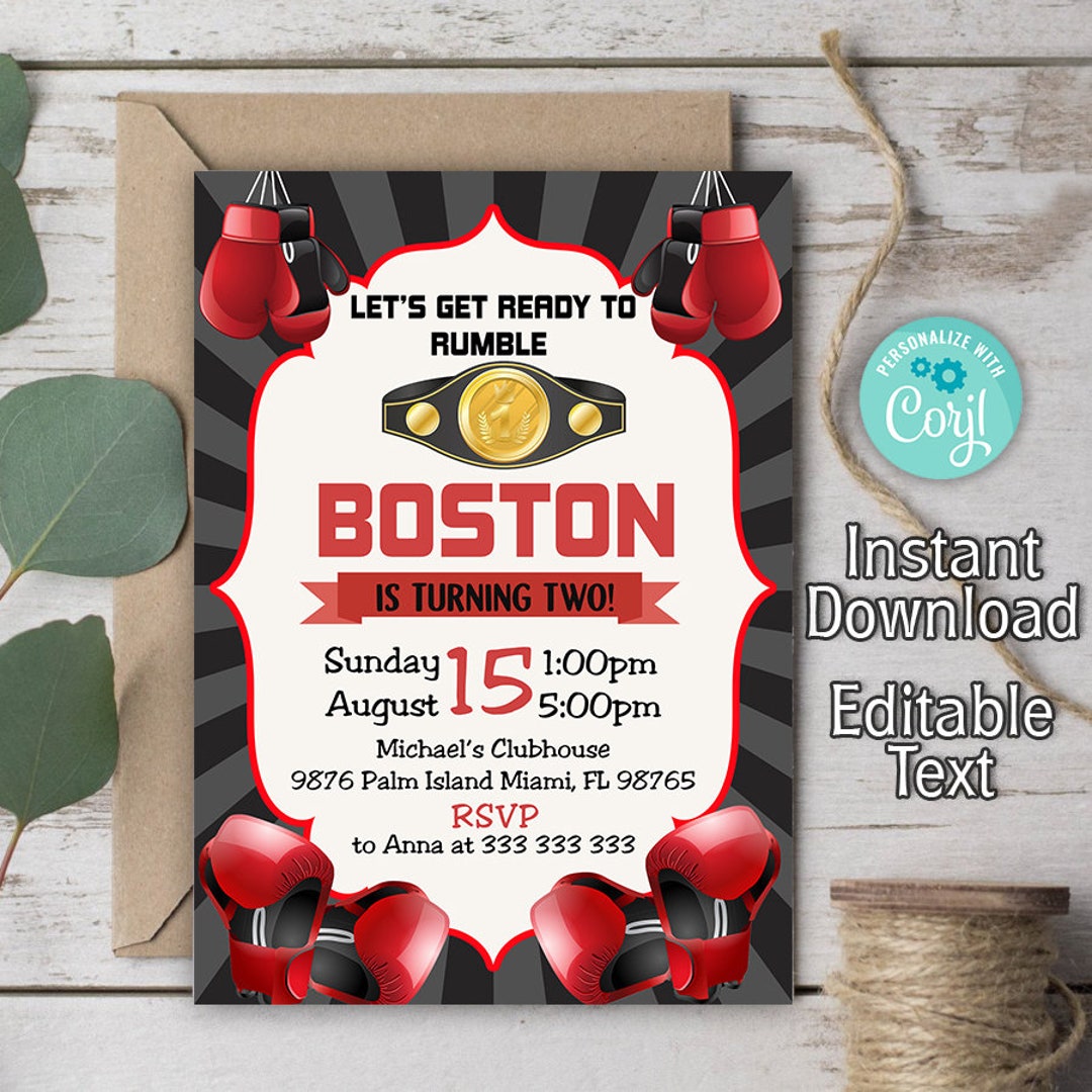 Boxing Birthday Invitation Boxing Invitation Boxing Party - Etsy