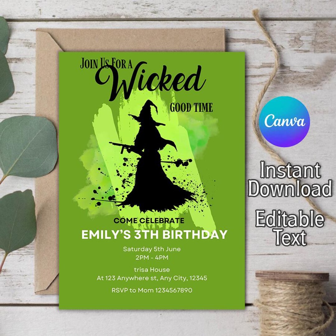 Wicked Birthday Invitation, Halloween Party, Wicked Party Invitation ...