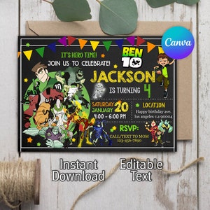 Ben 10 Invitations, Ben 10 Invitation, Ben 10 Invite, Ben 10 Birthday ...